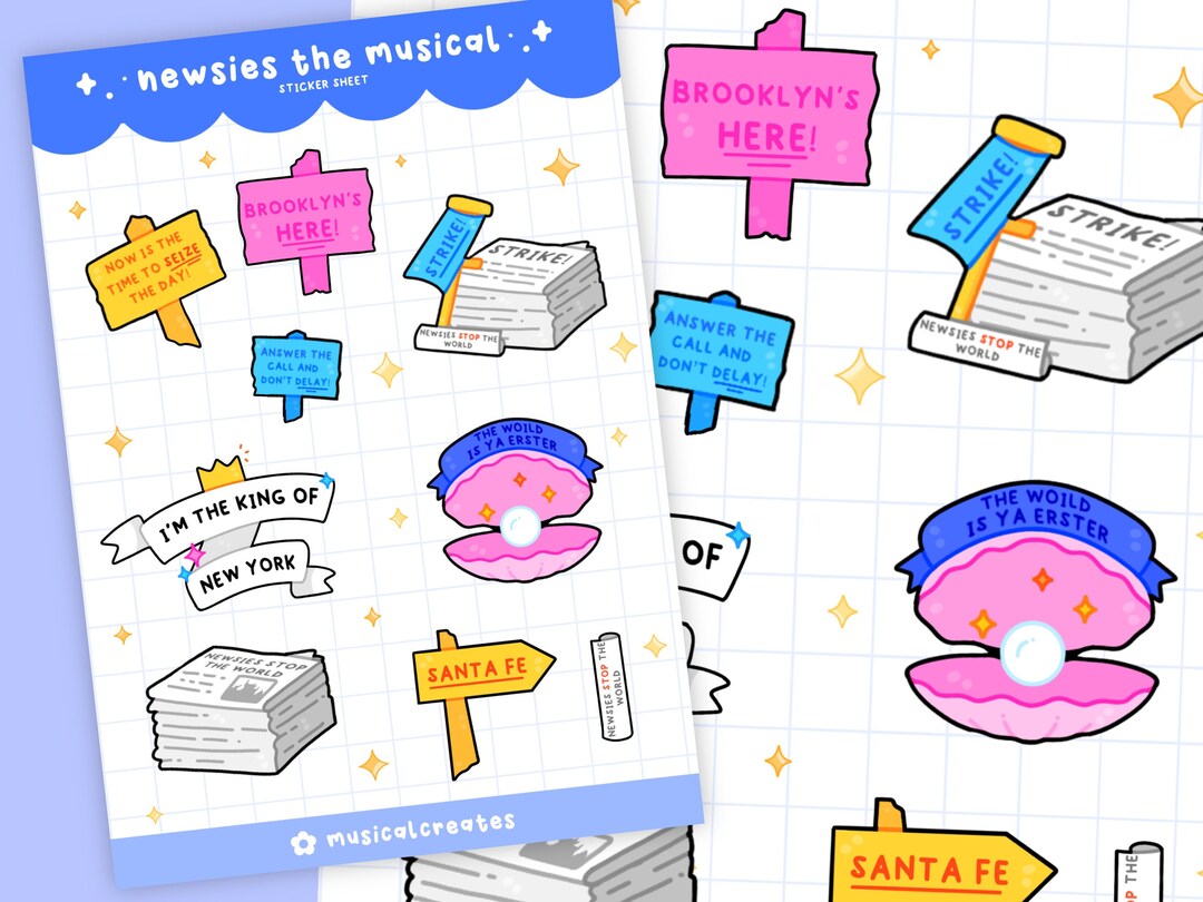 Newsies Inspired Sticker Sheet - Etsy