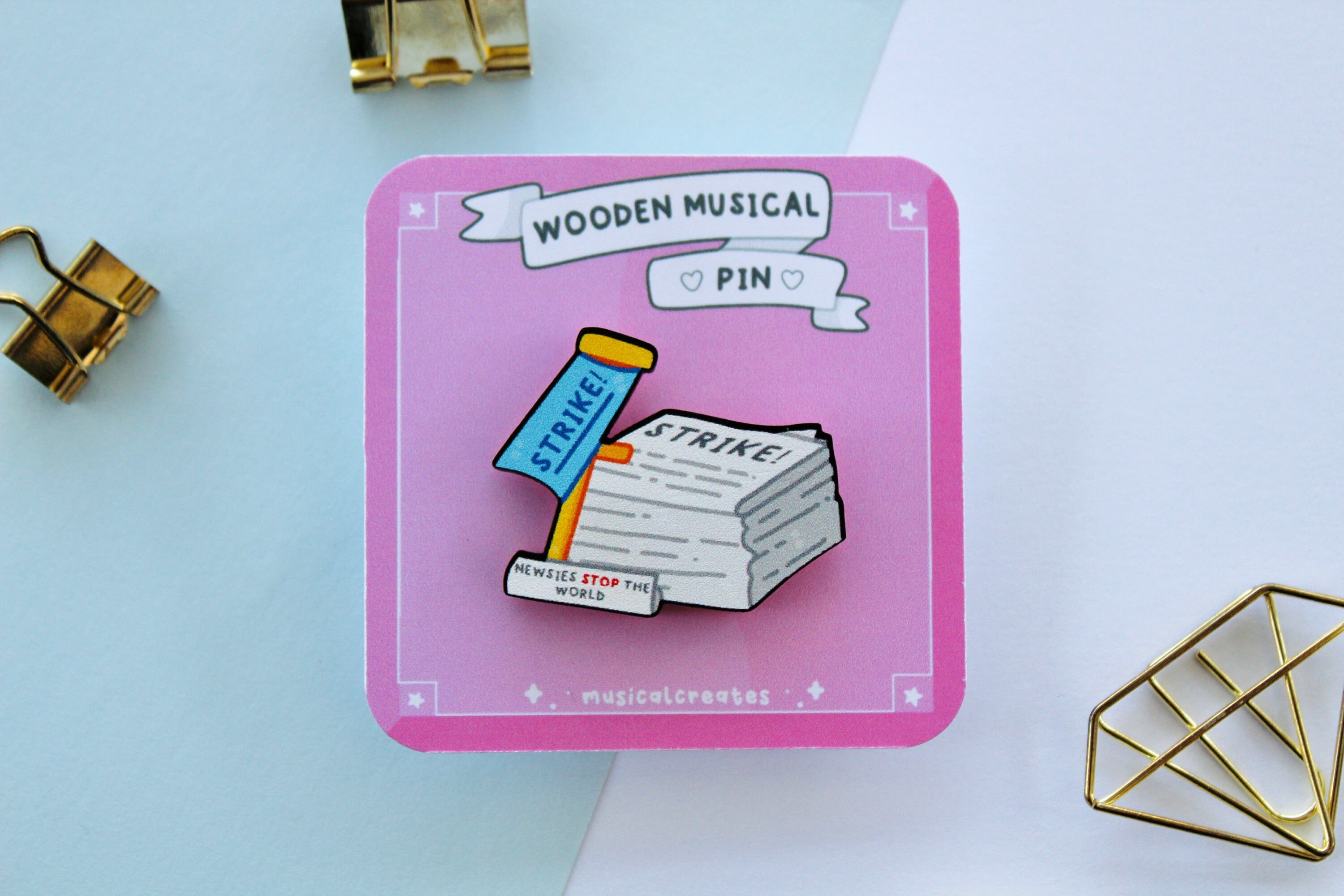 Newsies Inspired Wooden Pin - Strike! - Etsy UK