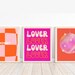 Orange Pink Prints Disco Ball Print Set Hot Pink Wall Art Preppy Wall ...