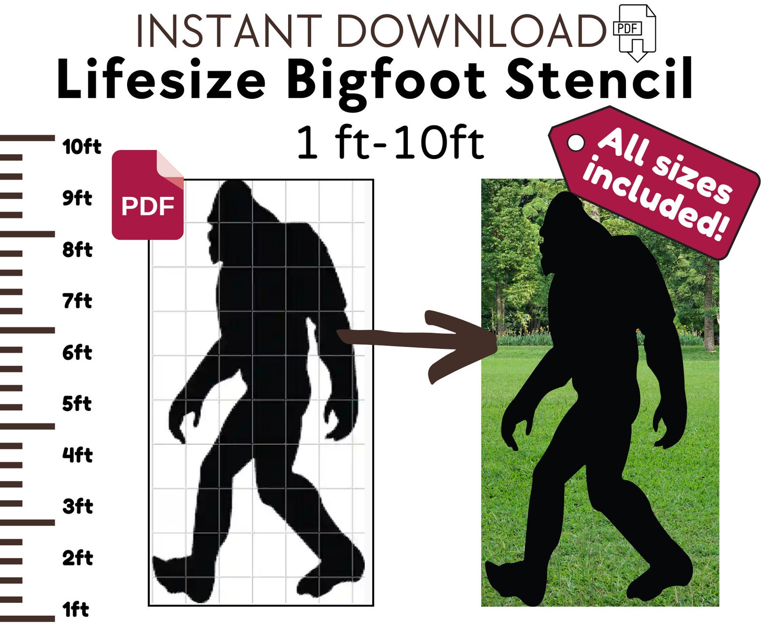 Life Size Bigfoot Pattern Bigfoot Yard Display Wooden Bigfoot Cutout ...