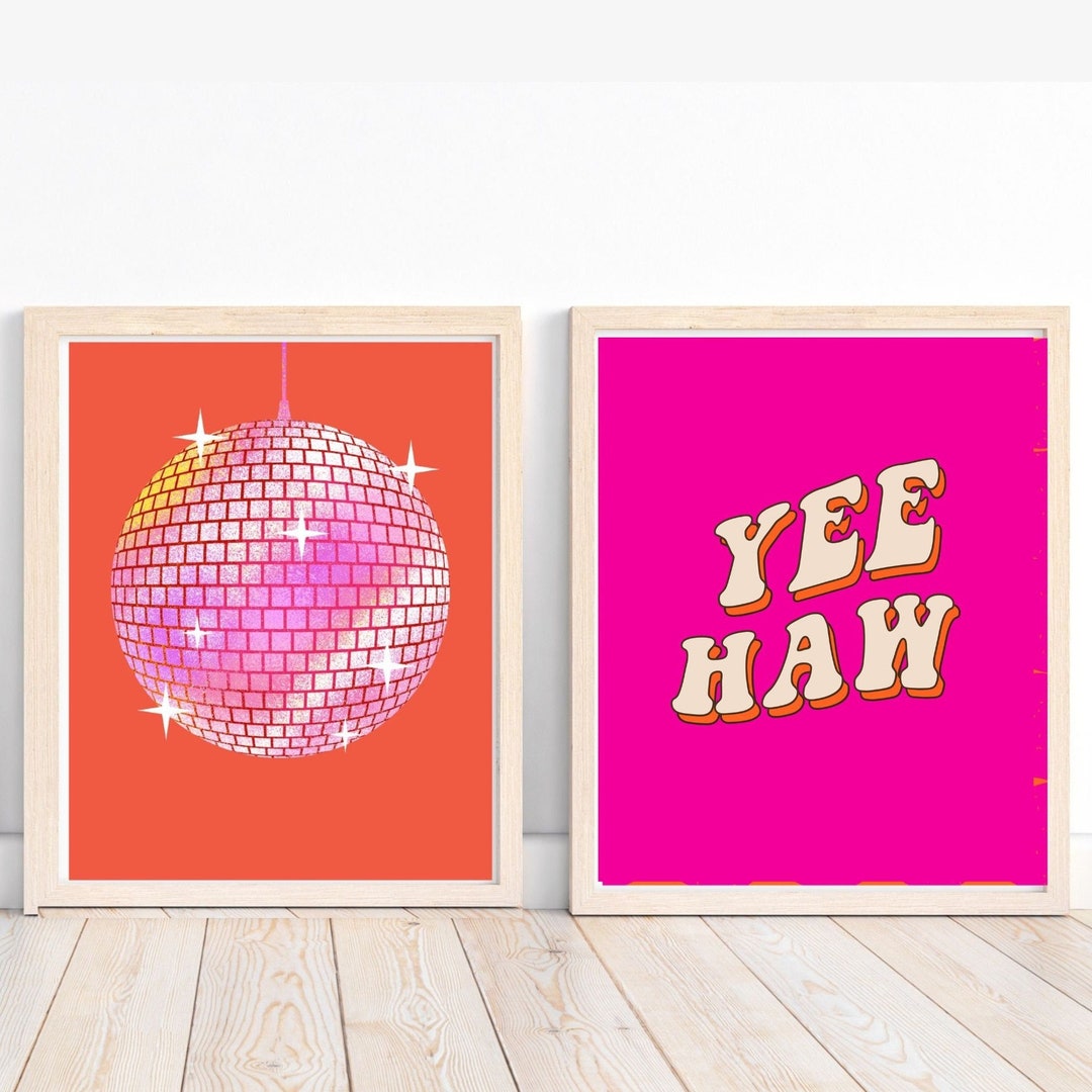 Disco Print Wall Art Set, Cowgirl Disco Decor, Girl Dorm Wall ...