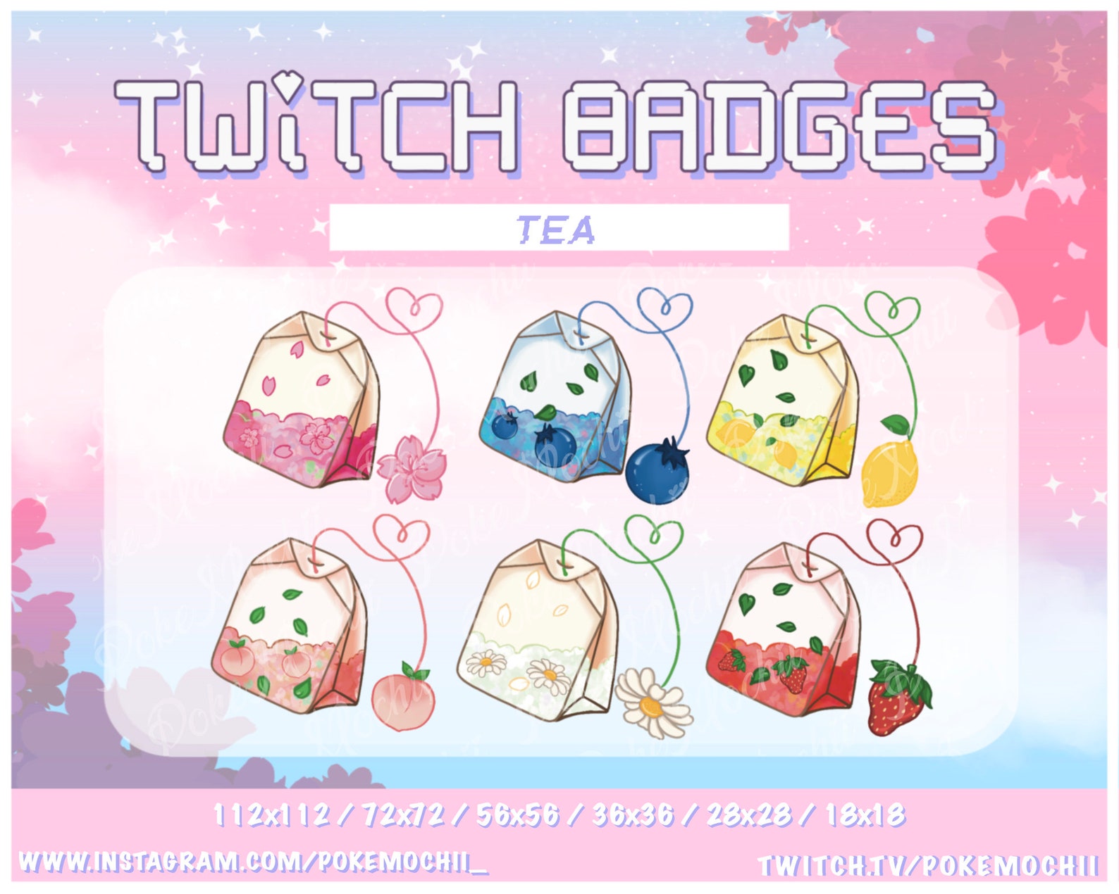 Tea Sub Badges for Twitch, Youtube, Discord| Bit/cheer | Kawaii | Cozy ...