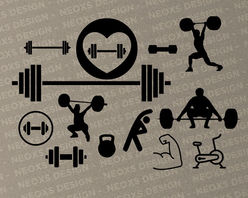 Fitness Gym Weights Print Svg, for Stencil, Decal, Vinyl, Symbol ...
