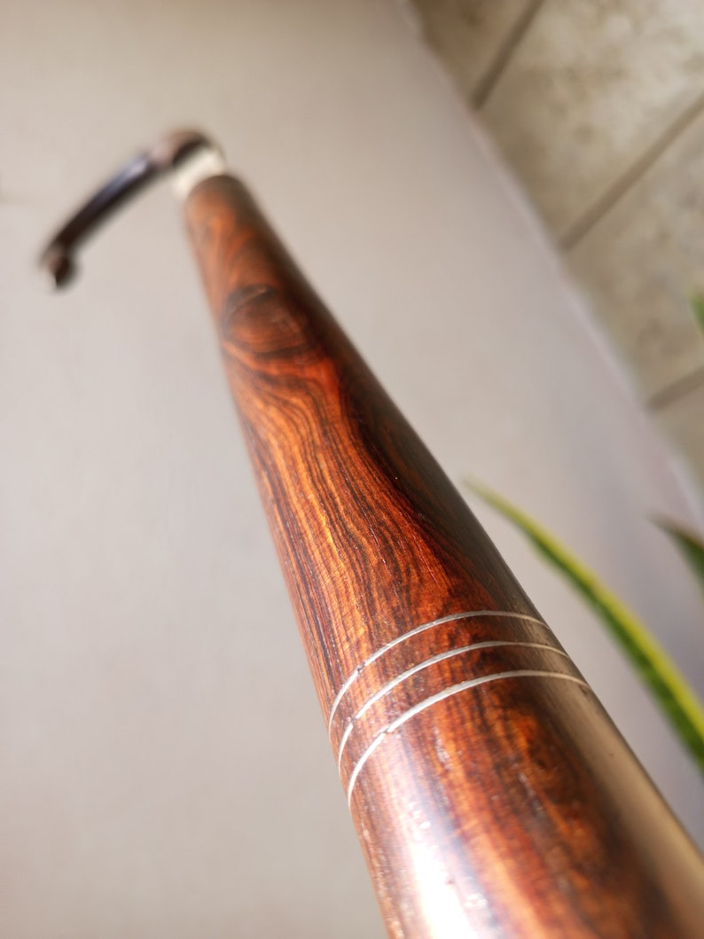 Ironwood and Steel Walking Stick/cane With Inlaid Brass Decor / - Etsy