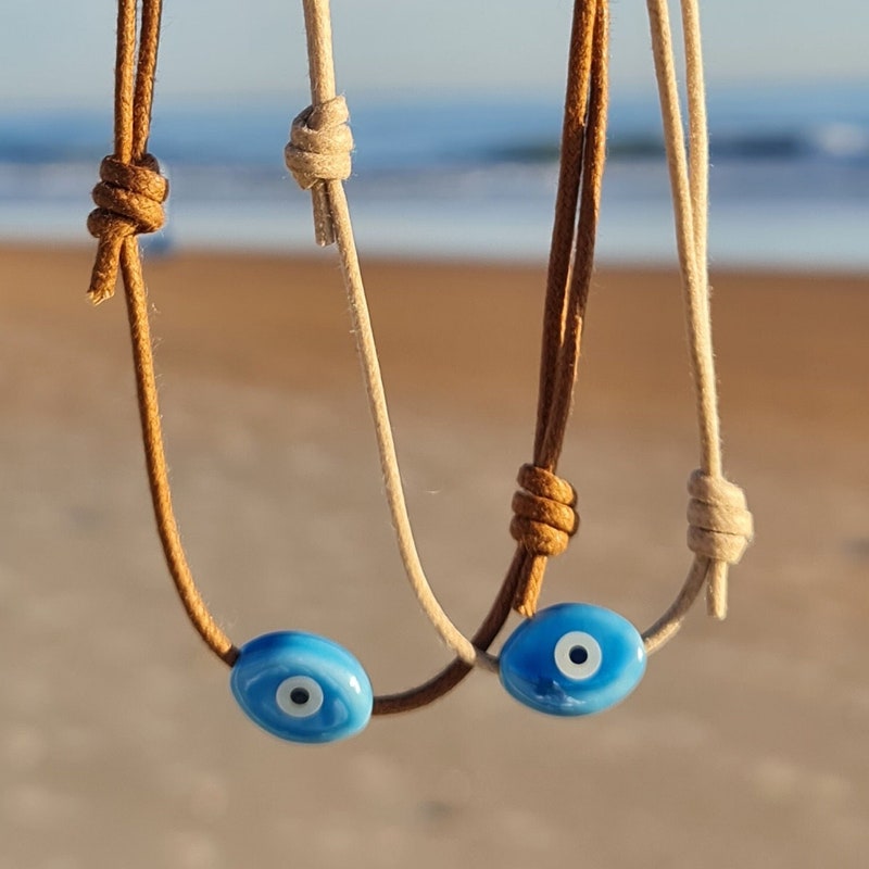 Evil Eye Leather Cord Men - Etsy