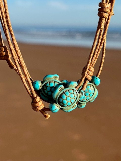 Beach Sea Turtle Choker Turquoise Turtle Necklace Beige - Etsy
