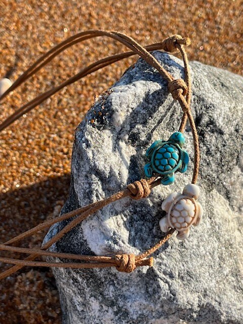 Beach Sea Turtle Choker Turquoise Turtle Necklace Beige - Etsy