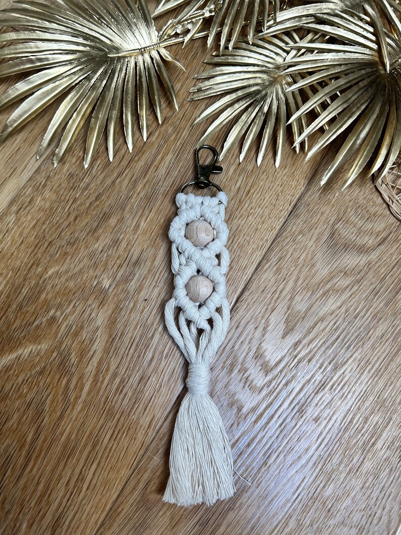 Macrame Key Ring + Wooden Bead - Etsy