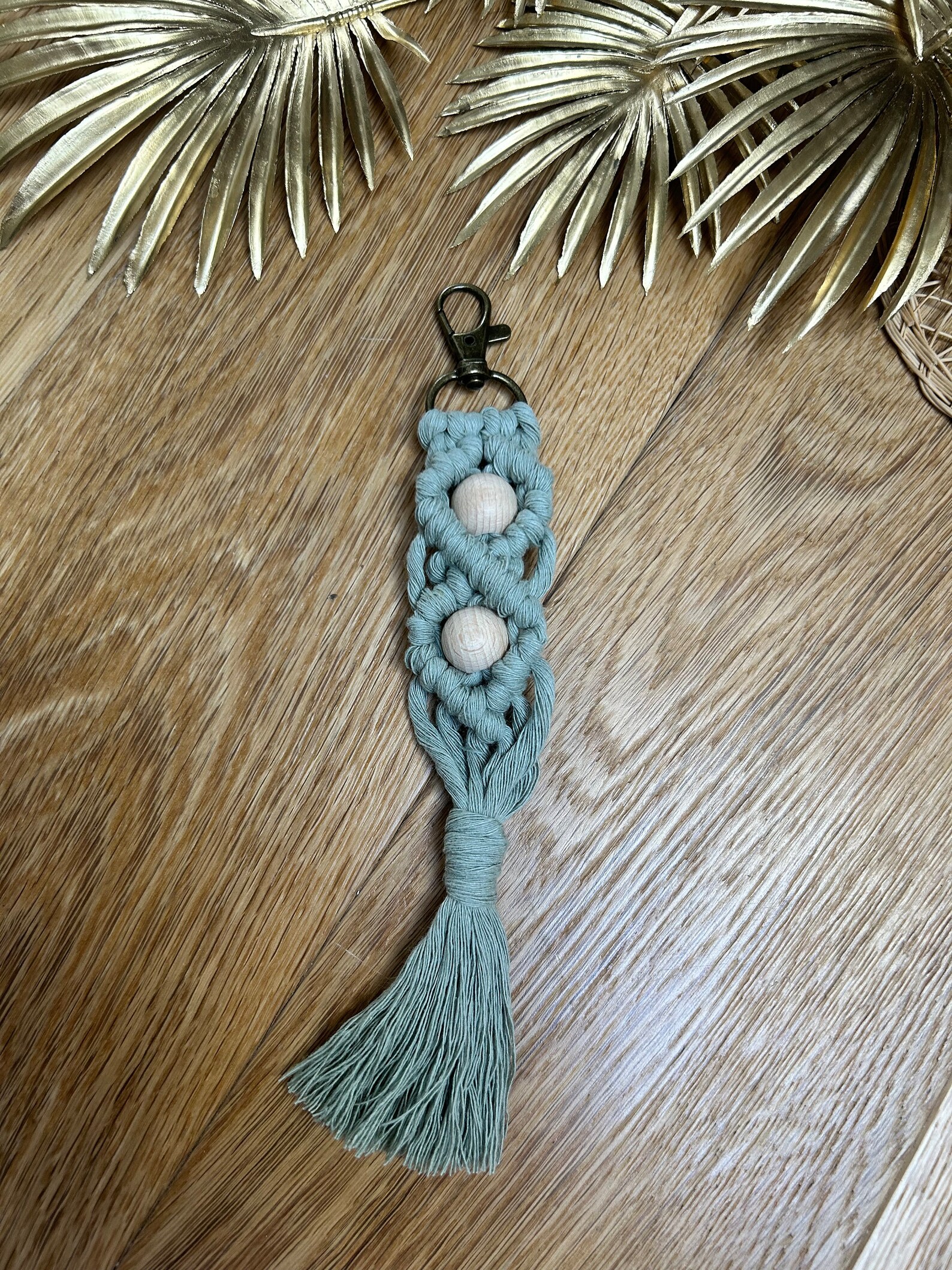 Macrame Key Ring + Wooden Bead - Etsy