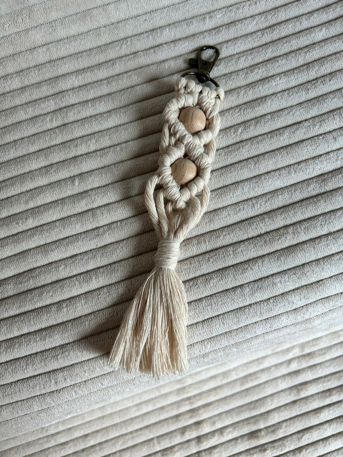 Macrame Key Ring + Wooden Bead - Etsy