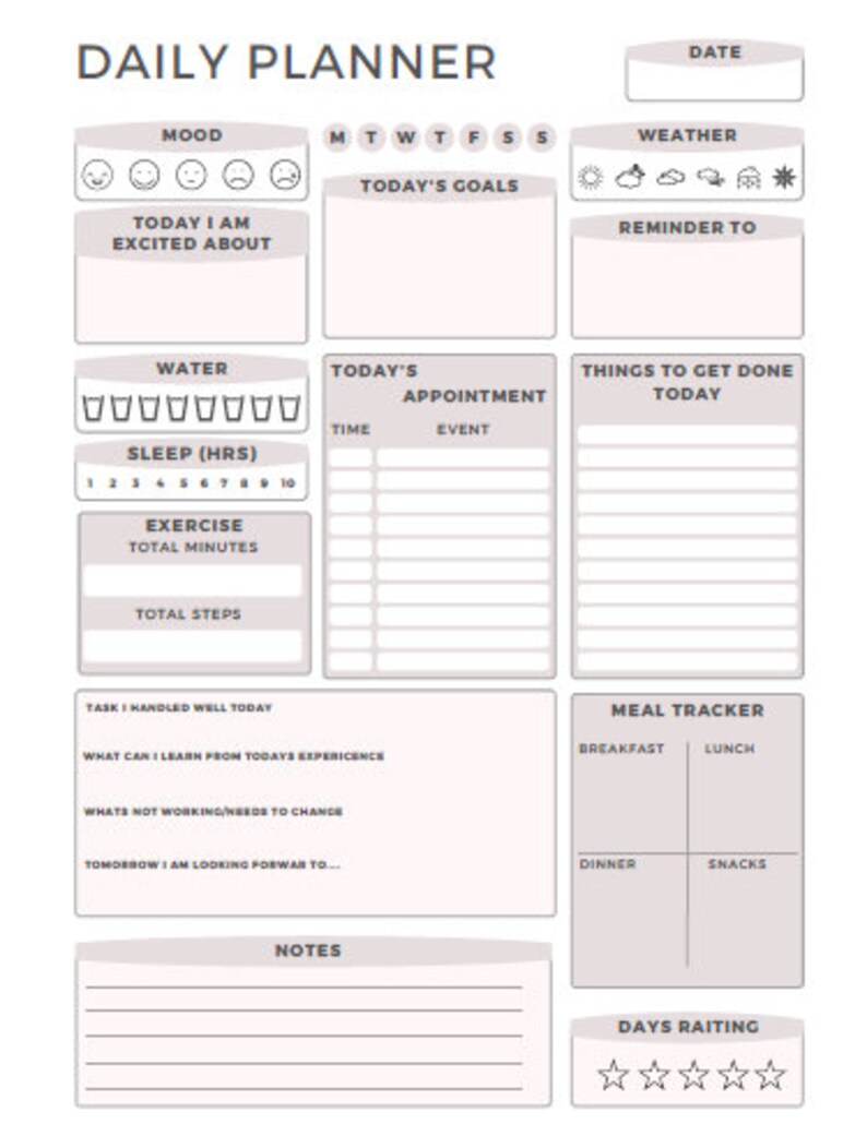 Customizable Daily Planner - Etsy