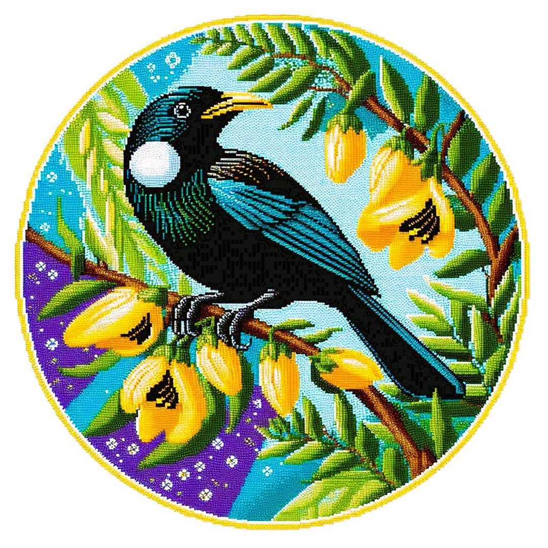 Cross Stitch of New Zealand Tui in Kowhai Flowers - Etsy New Zealand