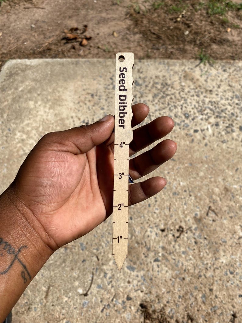 Wooden Garden Ruler for Seed Planting With Seed Diddler Plus Garden ...