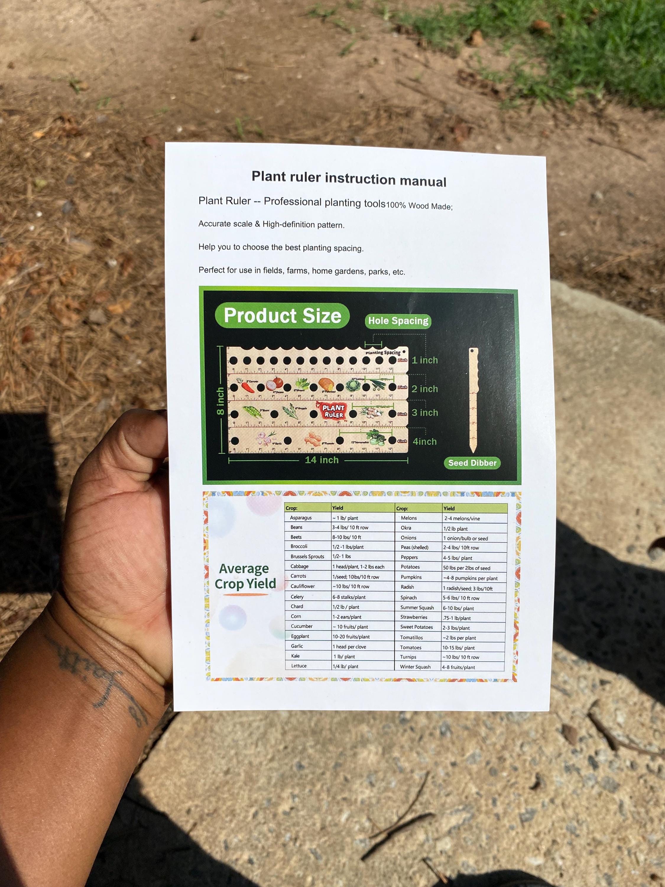 Wooden Garden Ruler for Seed Planting With Seed Diddler Plus Garden ...