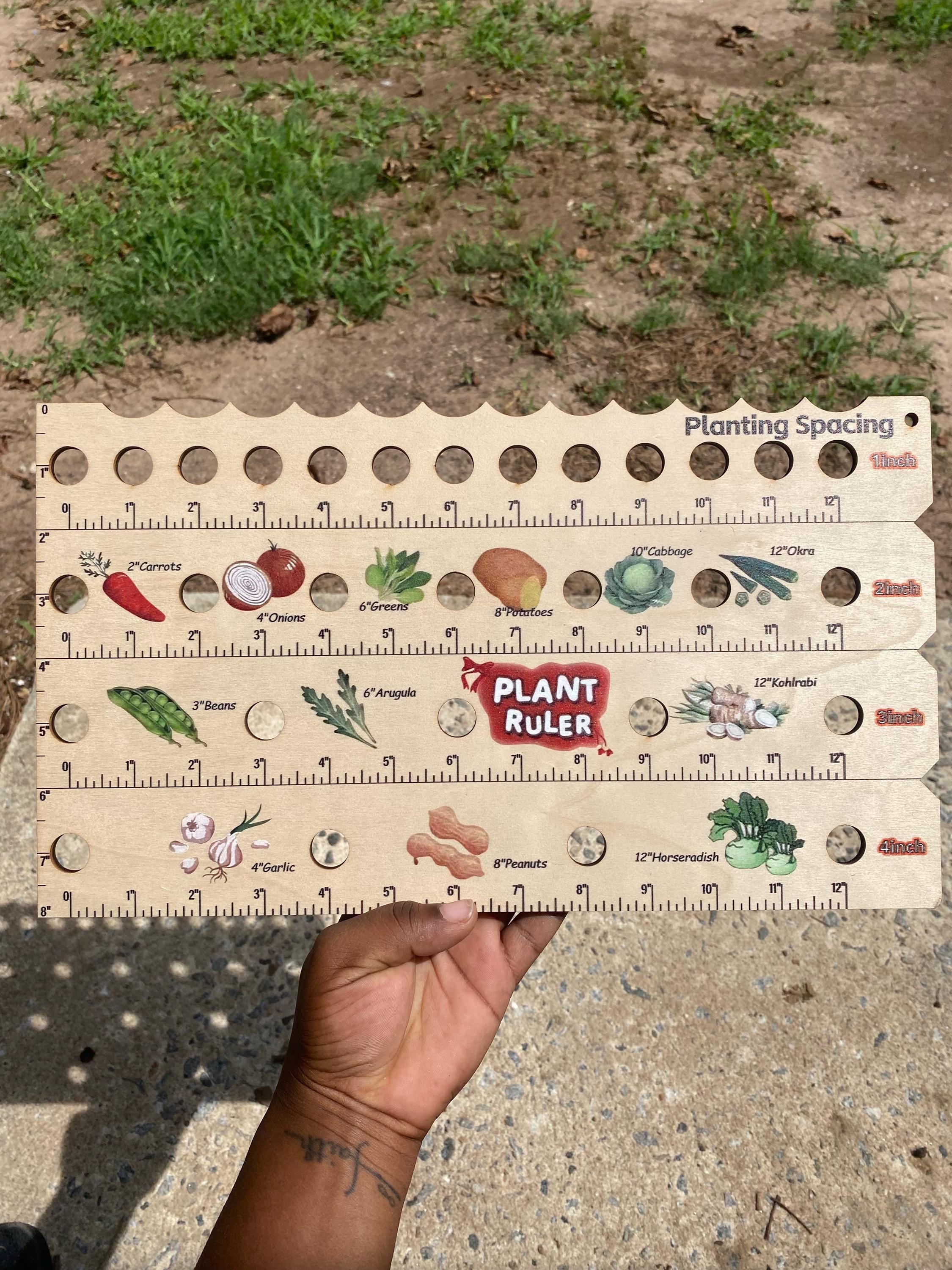 Wooden Garden Ruler for Seed Planting With Seed Diddler Plus Garden ...