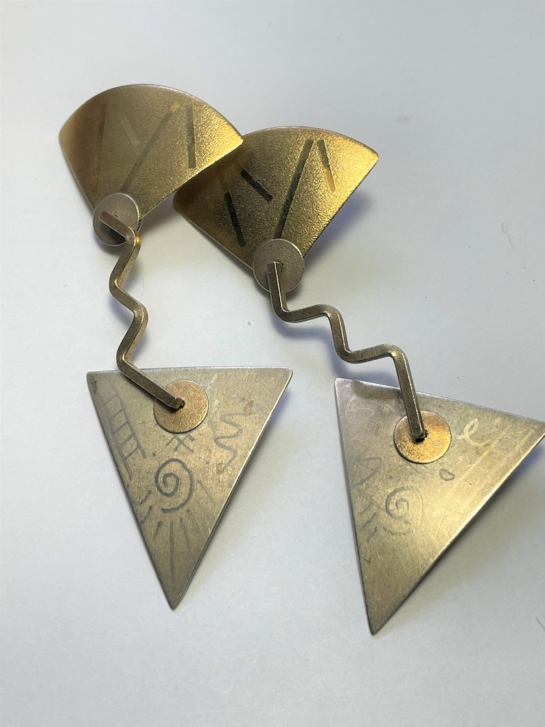 Sterling Lewis and Huebner Geometric Kinetic Movement Earrings - L&H ...