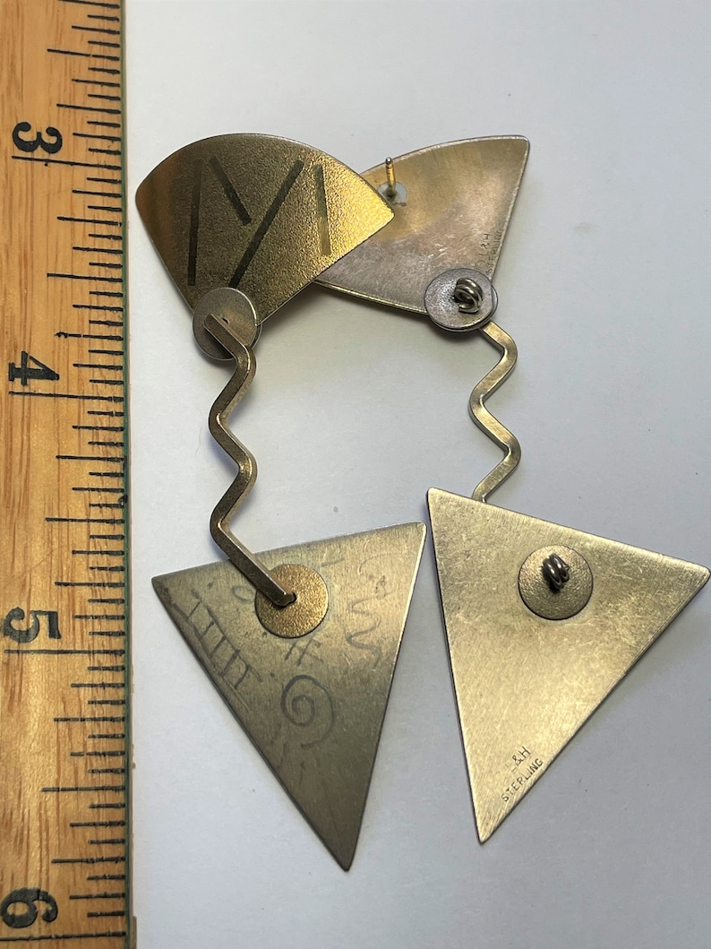 Sterling Lewis and Huebner Geometric Kinetic Movement Earrings - L&H ...