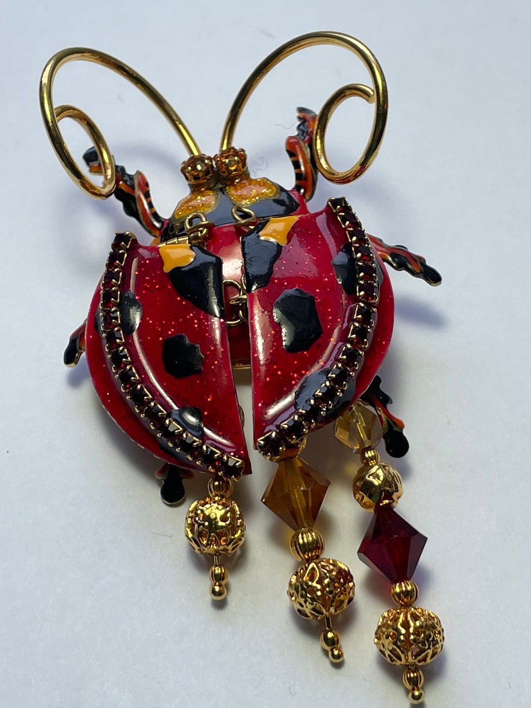 Ladybug Pendant Pin With Movable Wings Lunch at the Ritz - Etsy