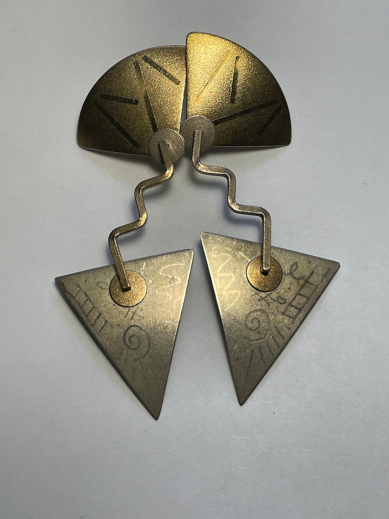Sterling Lewis and Huebner Geometric Kinetic Movement Earrings - L&H ...