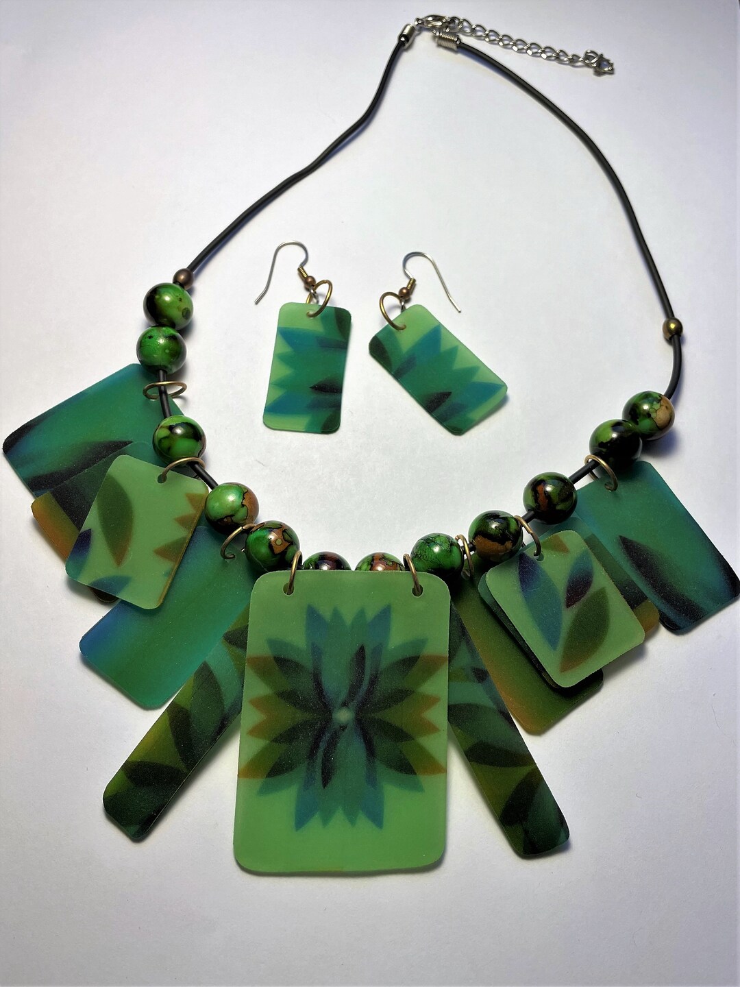 Acrylic Celluloid Necklace and Earring Set - Etsy