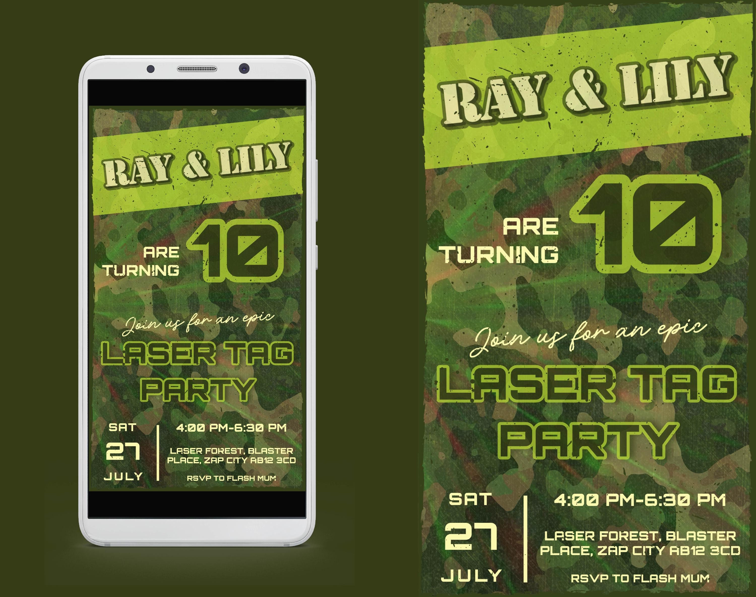 Animated Laser Tag Party Invite Laser Tag Party Invitation Laser Tag ...