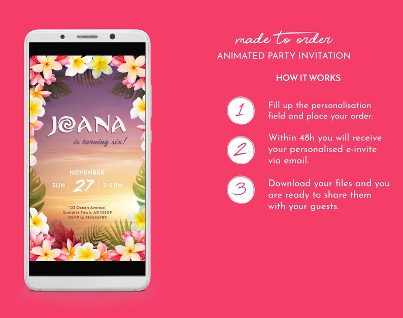 Animated Moana-inspired Birthday Invite Ocean Birthday Invitation E ...