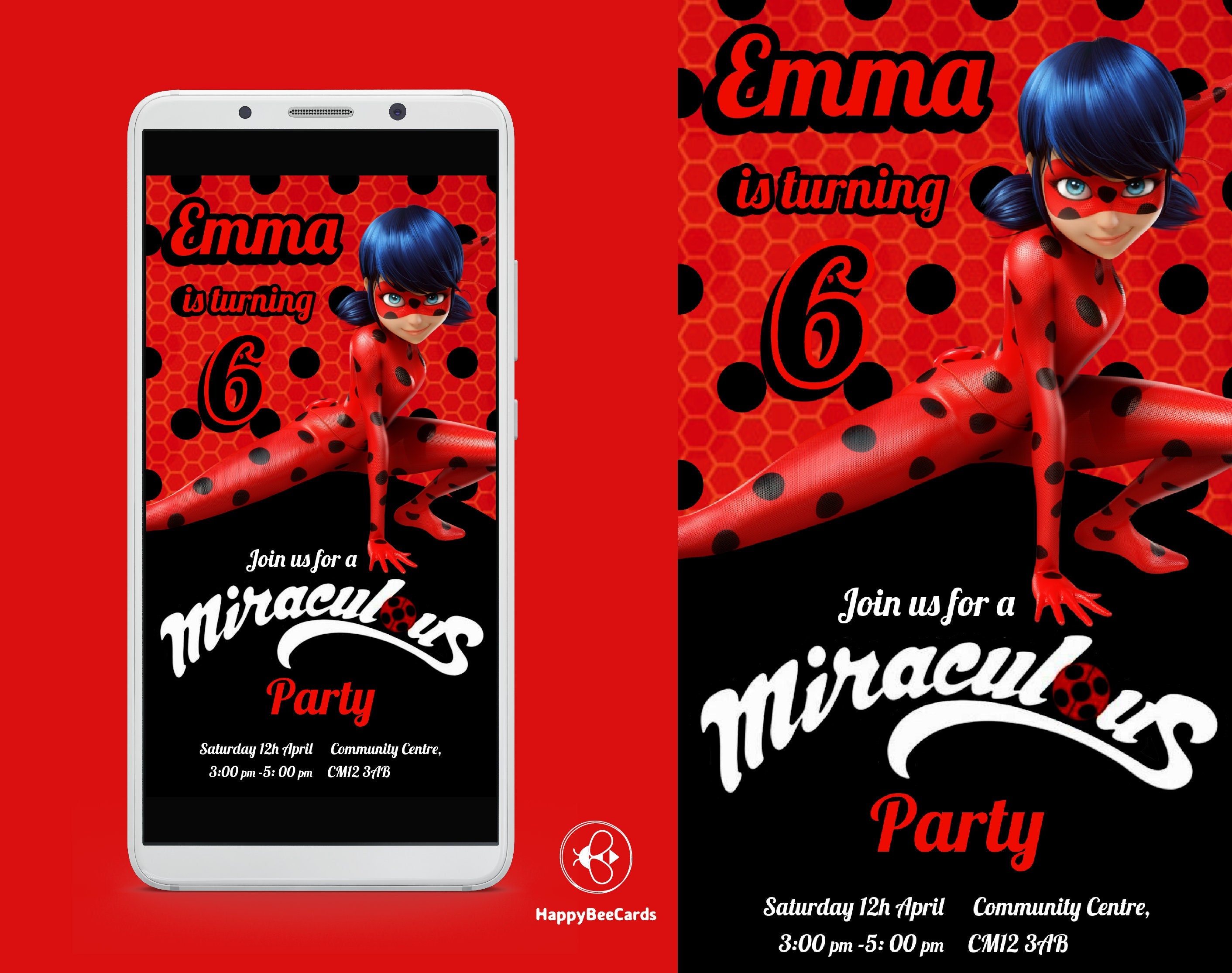 Miraculous Ladybug Birthday Invite Ladybug Animated Birthday Invitation ...