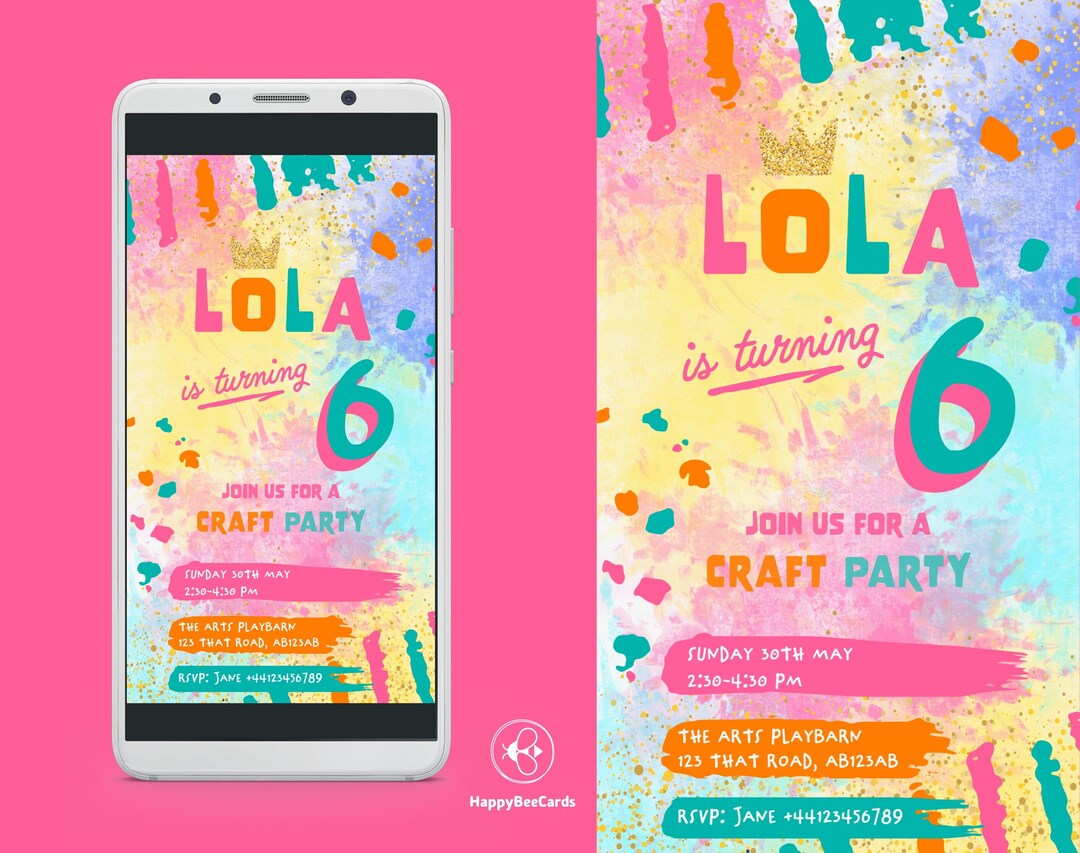 Craft Animated Video Party Invitation: Fun Messy Theme (digital ...
