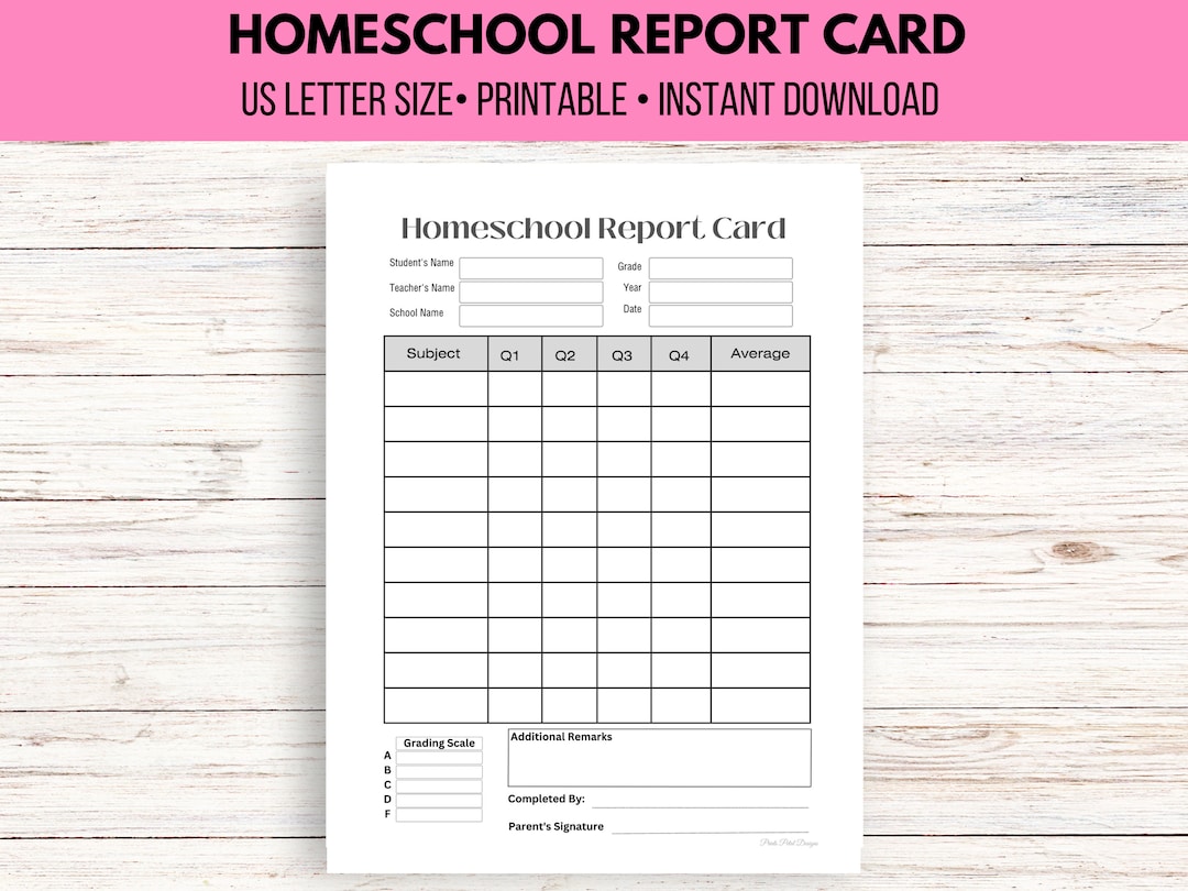 Homeschool Report Card Template, Homeschool Progress Tracker ...