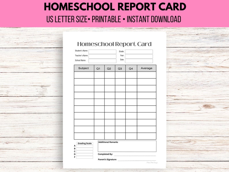 Homeschool Report Card Template, Homeschool Progress Tracker ...