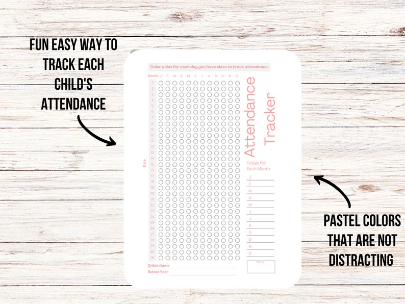 Homeschool Attendance Tracker, Class Attendance Log, Homeschool ...