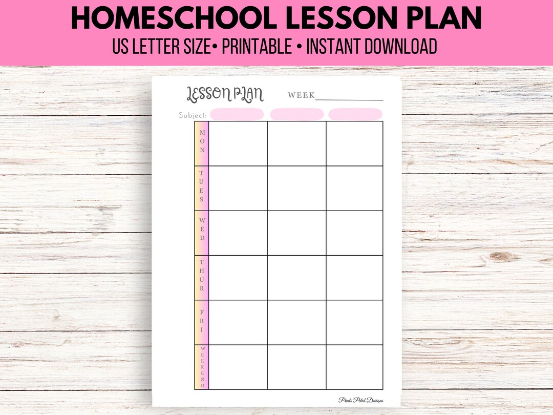 Weekly Lesson Plan Template, Lesson Plan Template, Homeschool Lesson ...