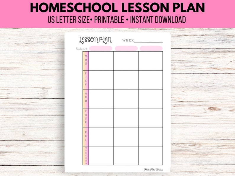 Weekly Lesson Plan Template, Lesson Plan Template, Homeschool Lesson ...