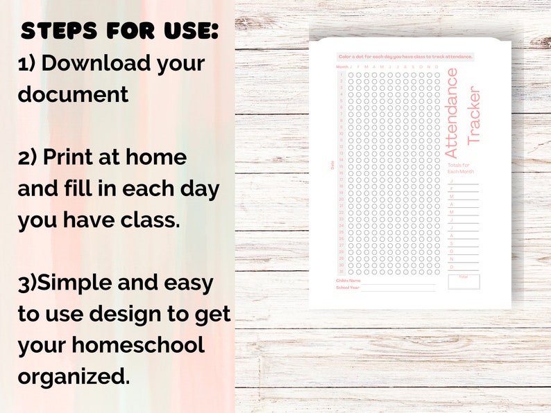 Homeschool Attendance Tracker, Class Attendance Log, Homeschool ...