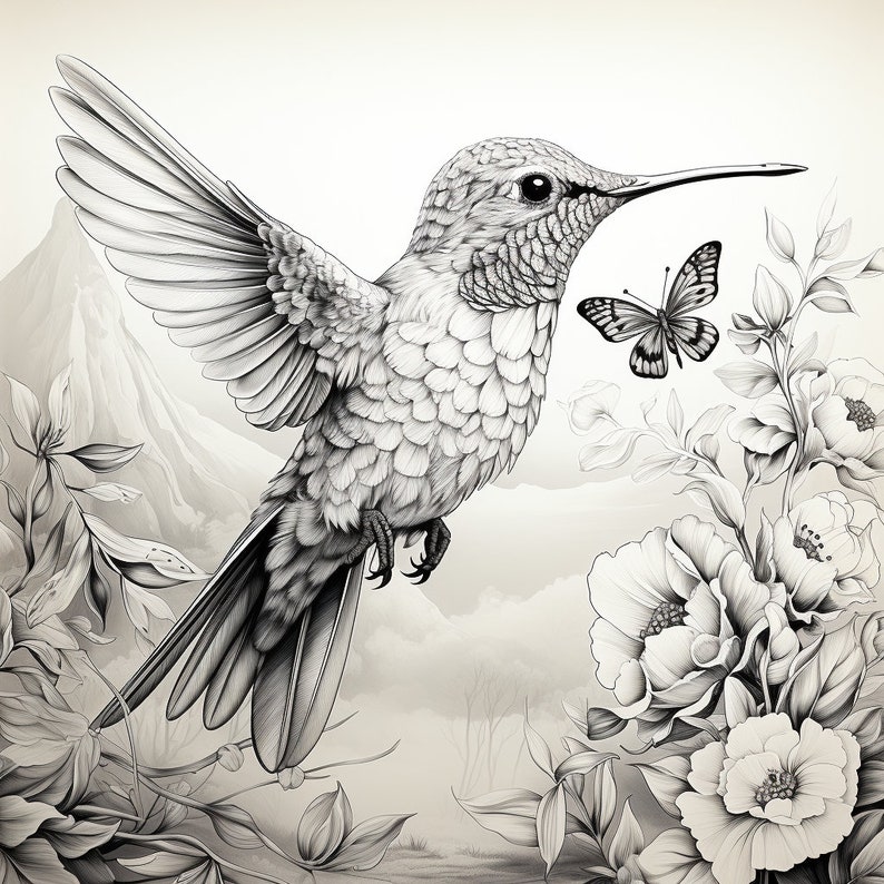 Rhythmic Flights: Hummingbird Coloring Delights - Coloring Book - Etsy