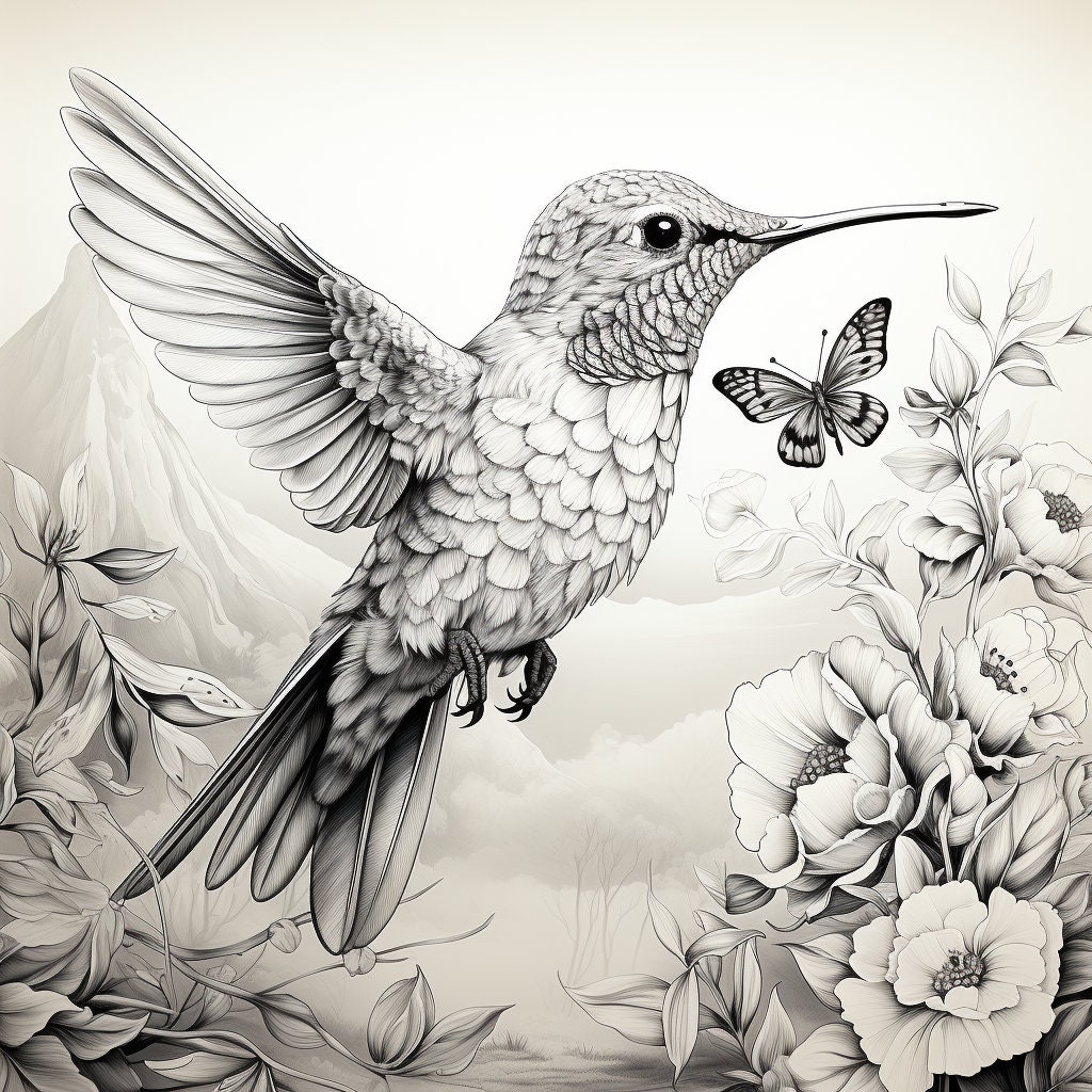 Rhythmic Flights: Hummingbird Coloring Delights - Coloring Book - Etsy