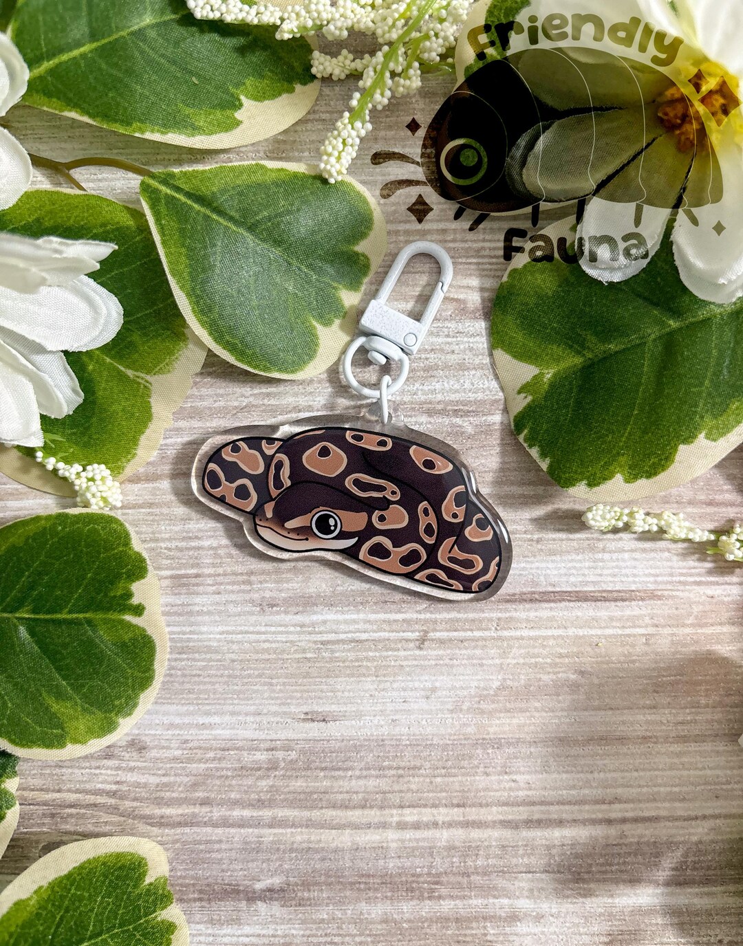 Lil Guy Series Ball Python Acrylic Keychain 2.5 Inch Double-sided Charm ...