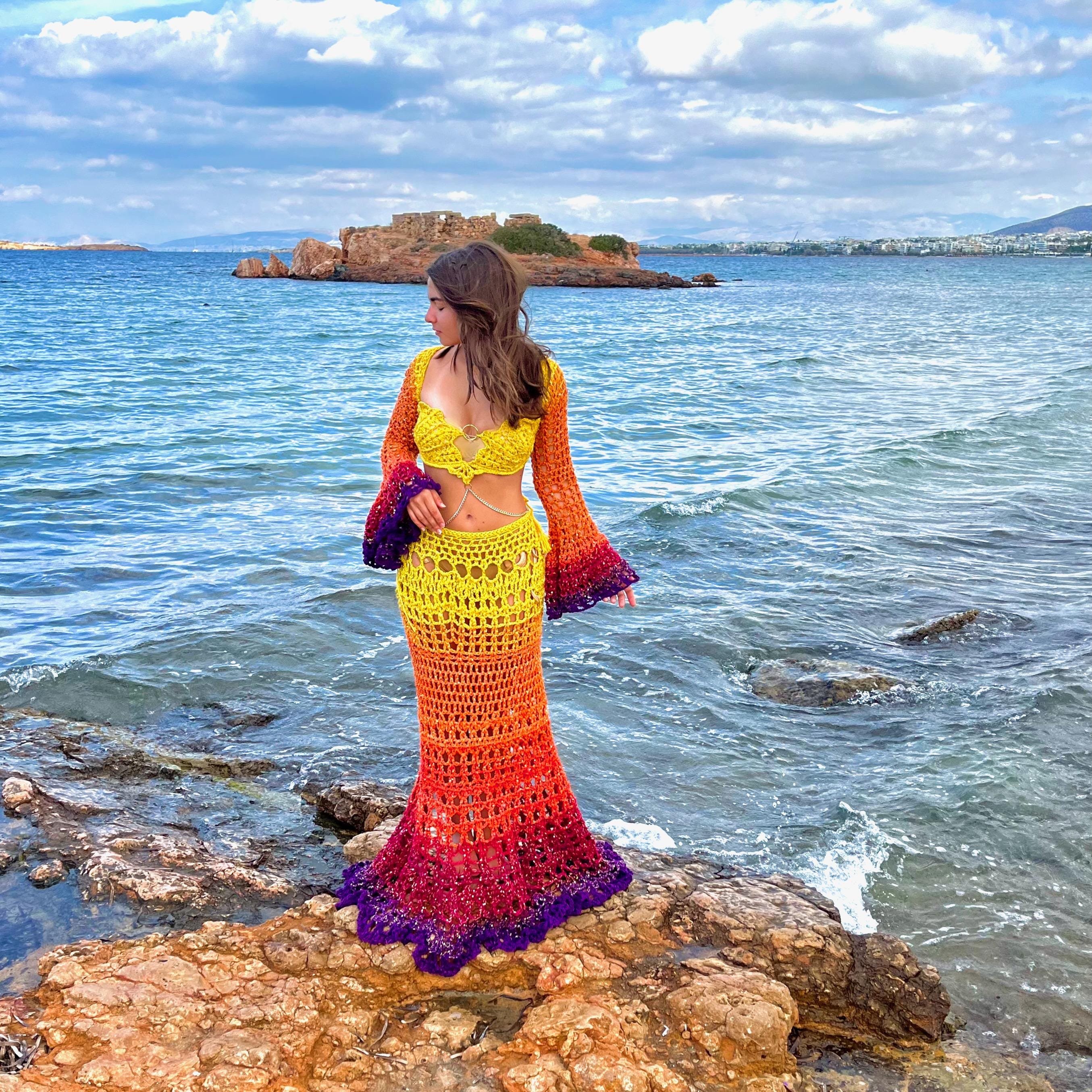 Seaside Sunset Mermaid Crochet Set - Etsy