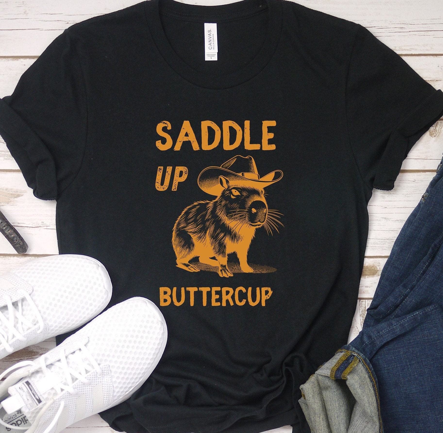 Saddle up Buttercup Cowboy Cabybara Cute Tshirt, Funny Capybara Gifted ...