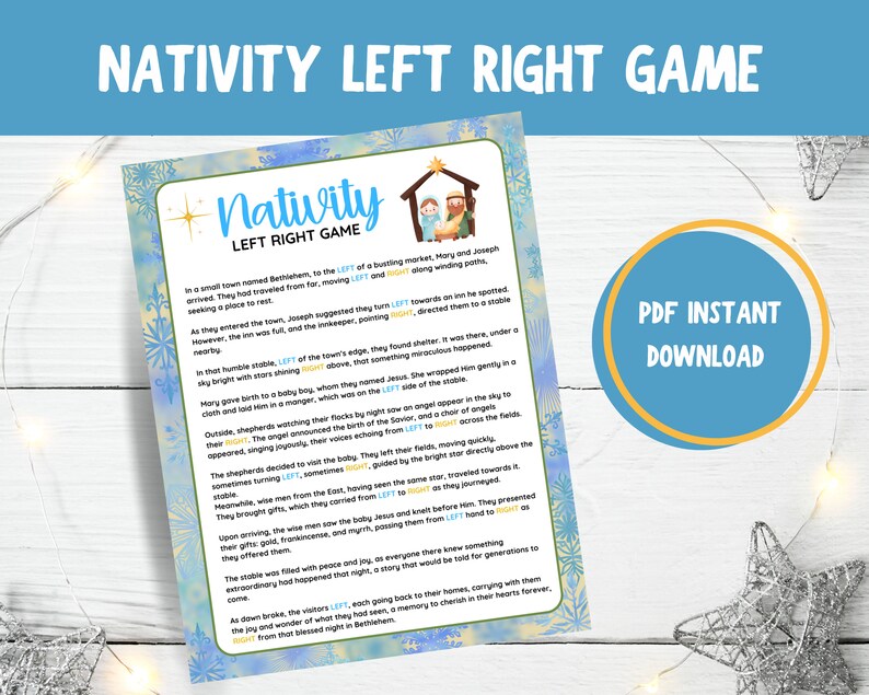 Christmas Nativity Left Right Game, Pass the Prize, Christmas Party ...