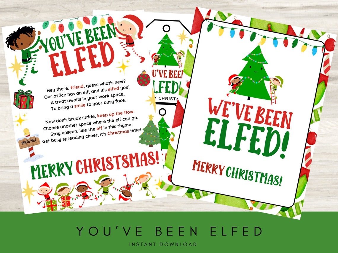 You've Been Elfed Printable Game Kit, We've Been Elfed, Coworker Secret ...