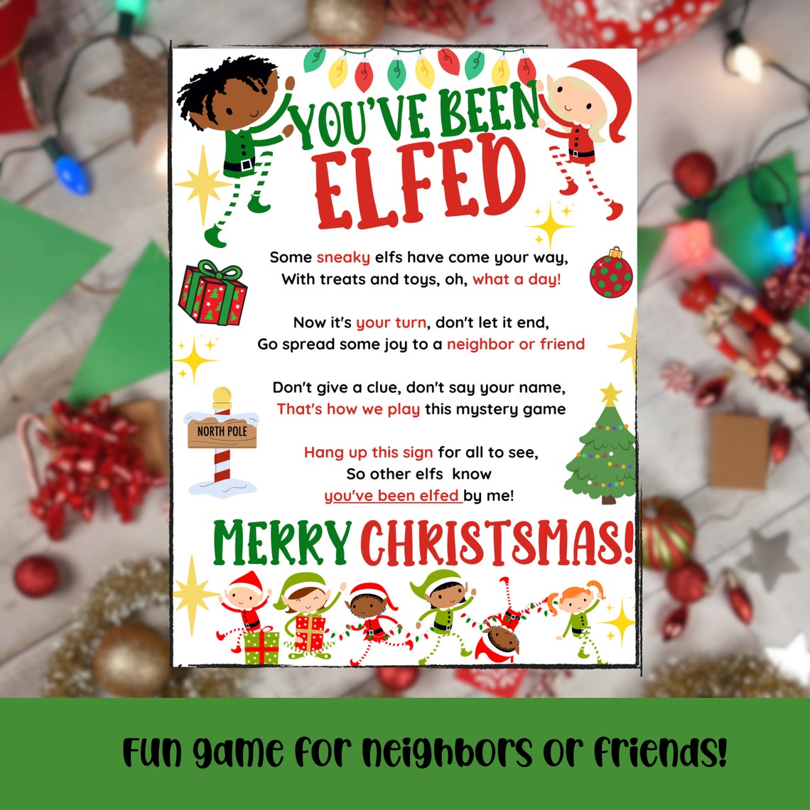 You've Been Elfed Printable Game Kit, We've Been Elfed, Coworker Secret ...