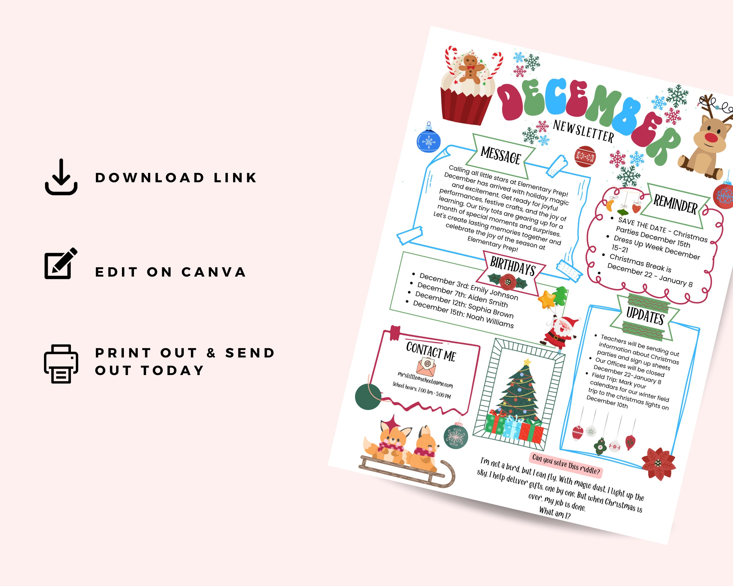 December Newsletter, Monthly Classroom News, Christmas Newsletter ...