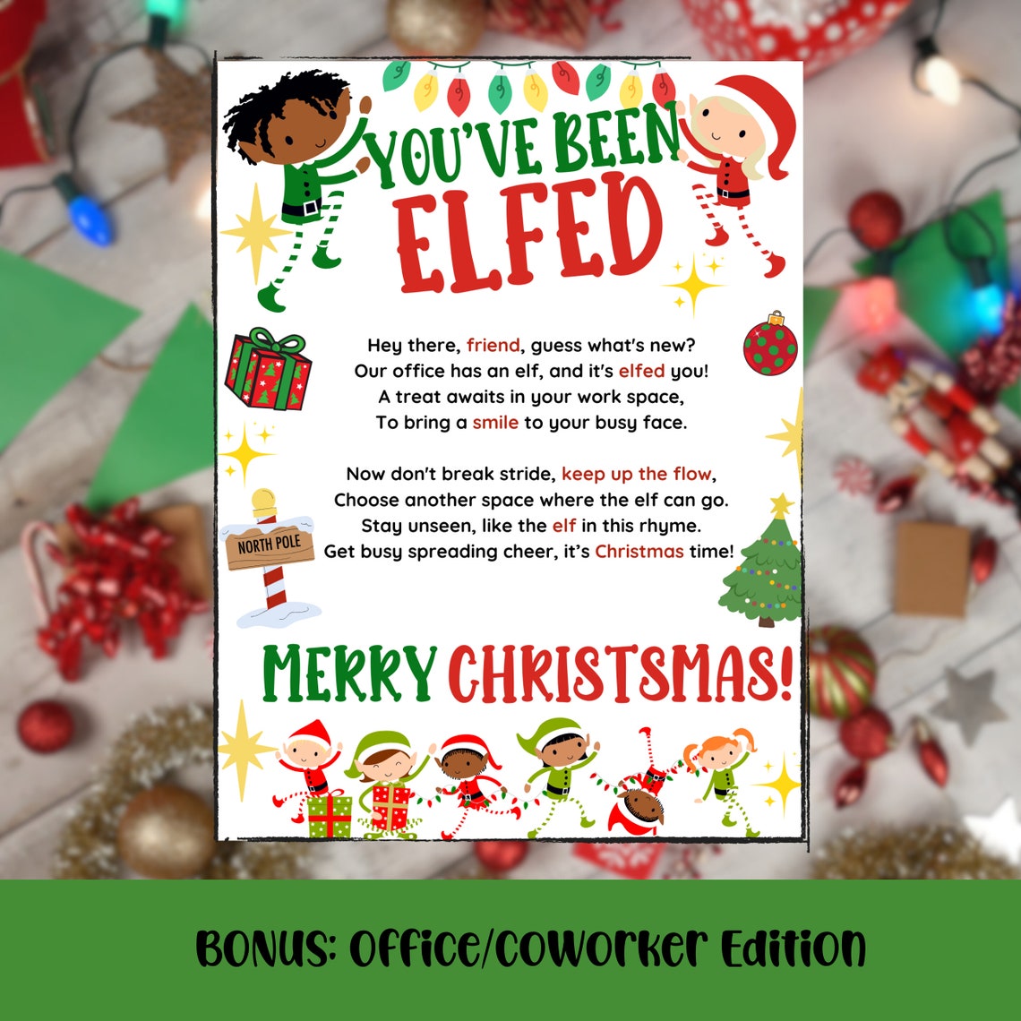 You've Been Elfed Printable Game Kit, We've Been Elfed, Coworker Secret ...