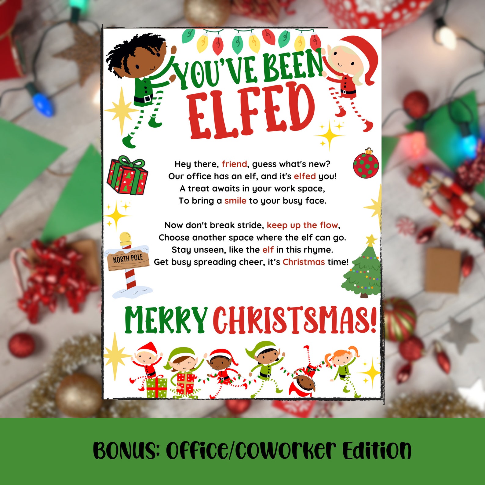 You've Been Elfed Printable Game Kit, We've Been Elfed, Coworker Secret ...