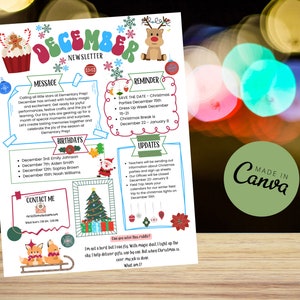 December Classroom Newsletter Template, Editable Family Communication ...