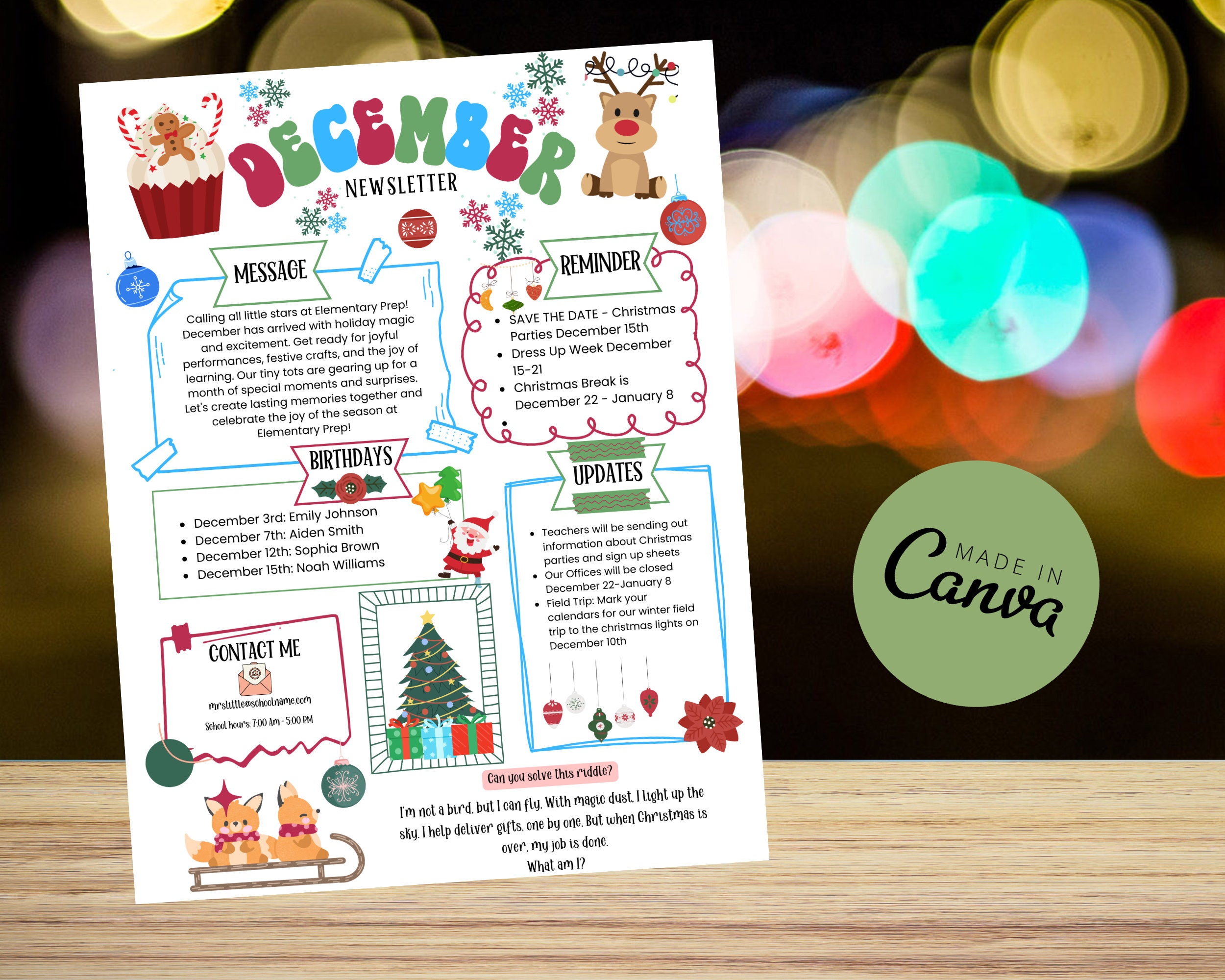 December Newsletter, Monthly Classroom News, Christmas Newsletter ...