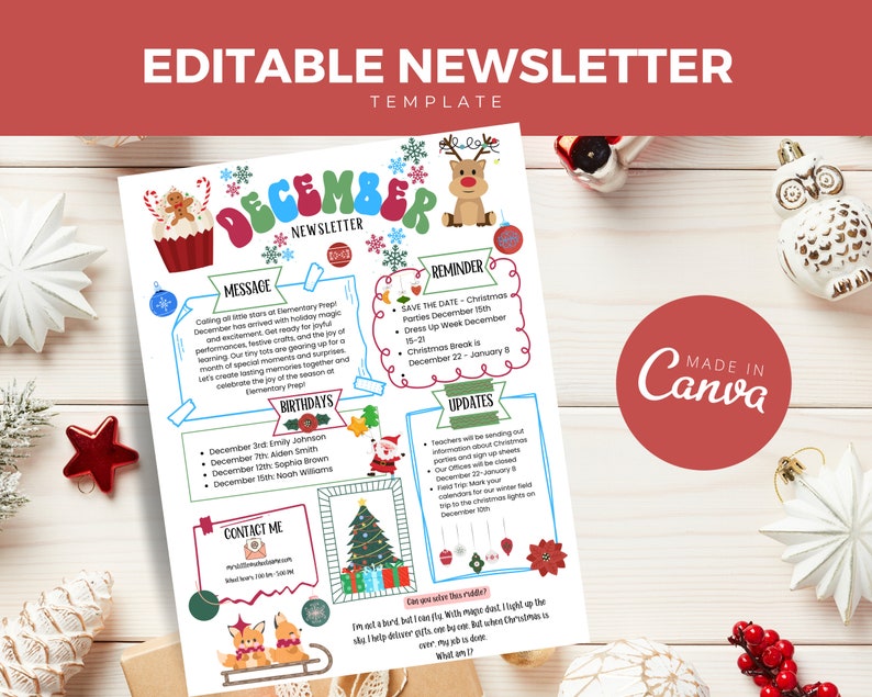 December Newsletter, Monthly Classroom News, Christmas Newsletter ...