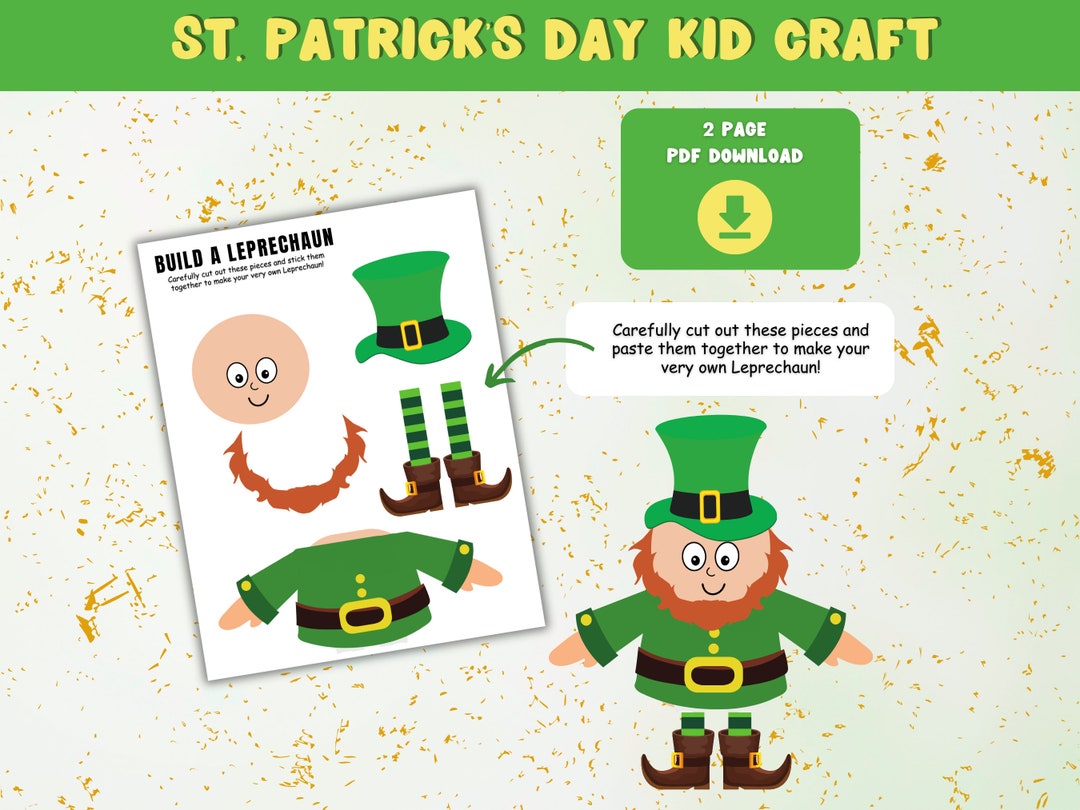Build a Leprechaun, St Patricks Day Kids Craft, Printable, March ...