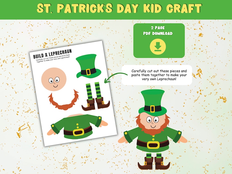 Build a Leprechaun, St Patricks Day Kids Craft, Printable, March ...